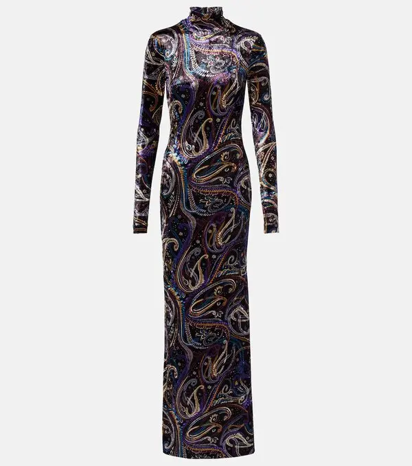 Etro Sequined Turtleneck Gown