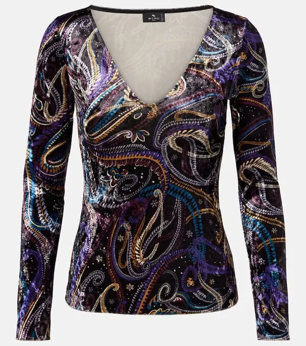 Etro Paisley Velvet Top