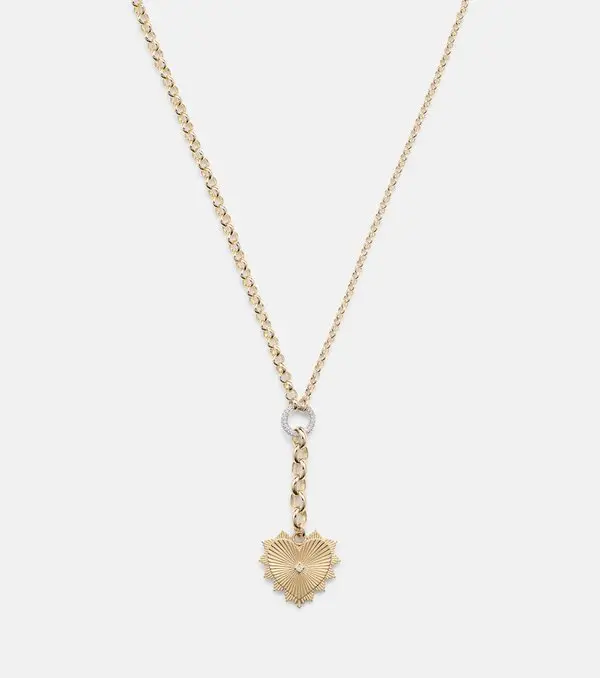 FOUNDRAE Radiating Heart Diamond Pendant Necklace