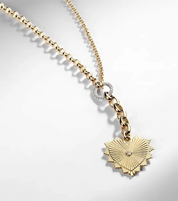 FOUNDRAE Radiating Heart Diamond Pendant Necklace