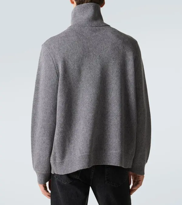 FRAME Wool And Cotton Half-zip Sweater - Grey