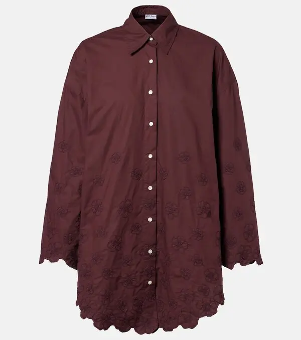 JULIET DUNN Embroidered Cotton Shirt - Brown