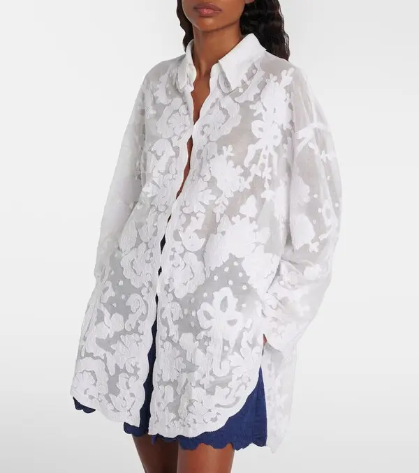 JULIET DUNN Embroidered Cotton Shirt