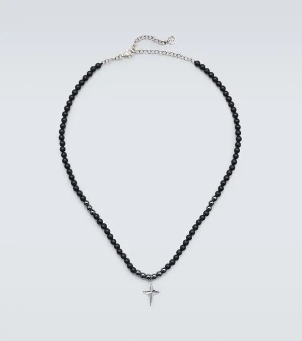 SYDNEY EVAN Star Beaded Necklace With Diamonds - Black