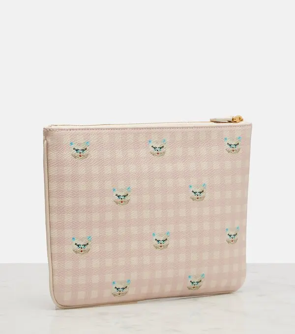 Valentino Garavani Vlogo Medium Printed Leather Pouch - Pink