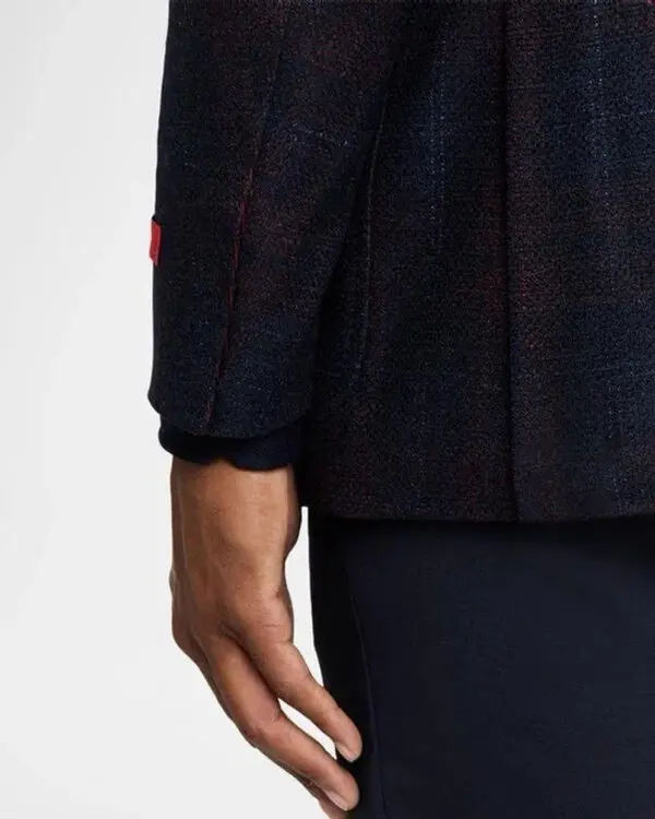Isaia Wool, Silk, And Cashmere Plaid Sport Coat - Blue