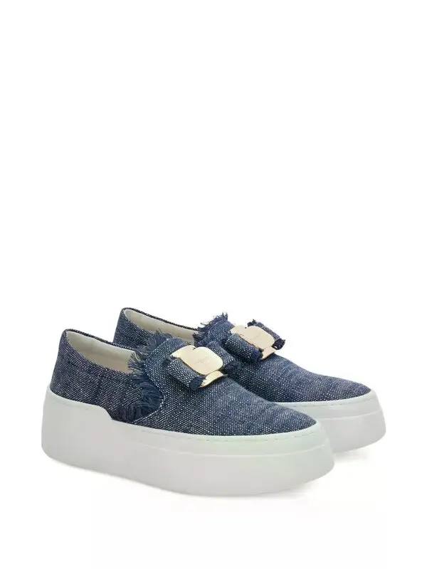 FERRAGAMO Buckle Frayed Slip-on Sneakers