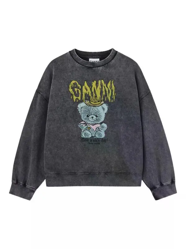 GANNI Graphic-print Sweatshirt - Grey