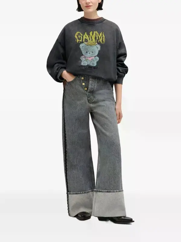 GANNI Graphic-print Sweatshirt - Grey