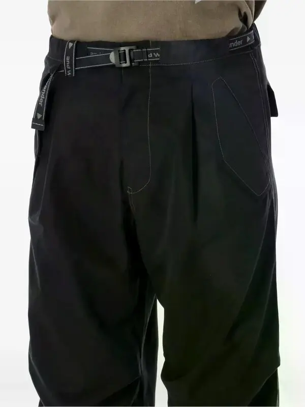 AND WANDER Logo-belt Trousers - Black