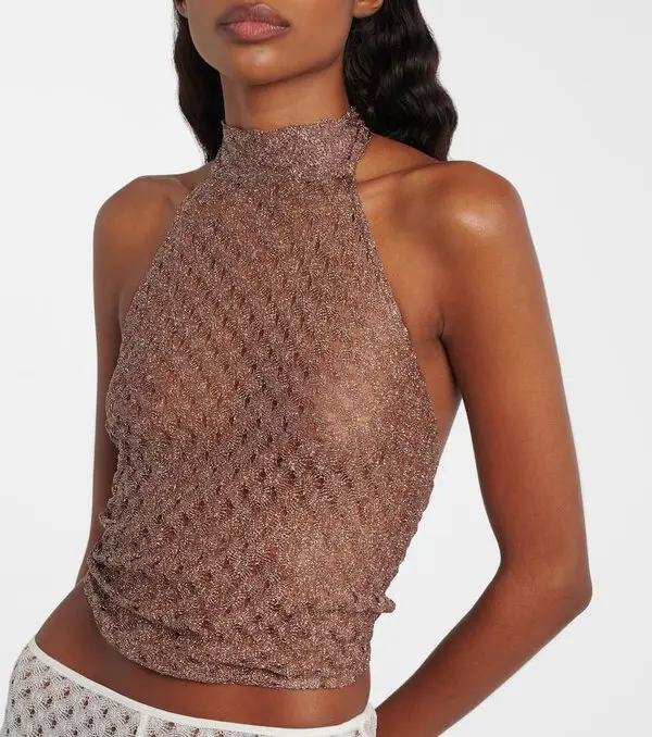 Missoni Open-knit Metallic Halterneck Top