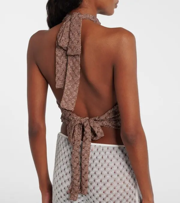 Missoni Open-knit Metallic Halterneck Top
