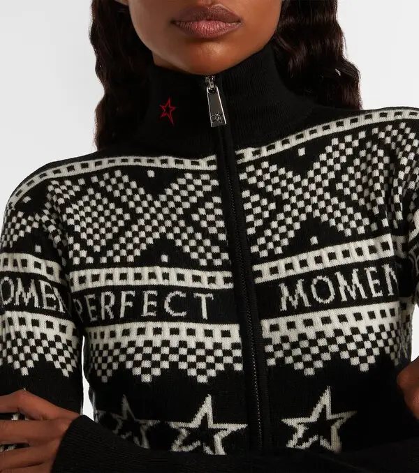 Perfect Moment Holiday Intarsia Wool Bodysuit - Black