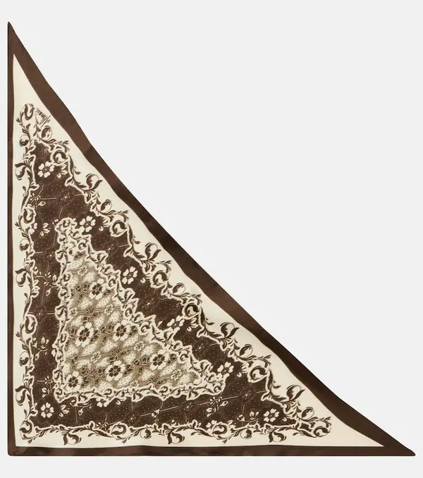 ALEMAIS Violet Floral Silk Scarf - Brown