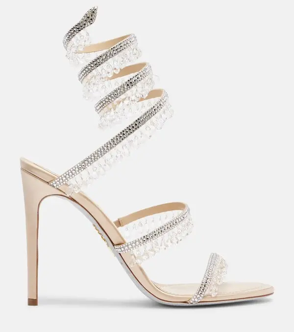 Rene Caovilla Chandelier Embellished Sandals - Beige