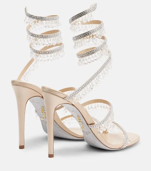 Rene Caovilla Chandelier Embellished Sandals - Beige