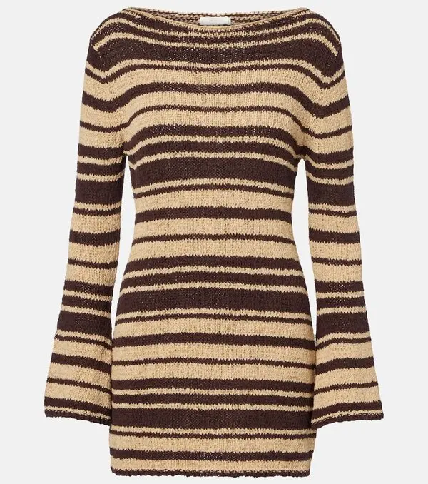 Faithfull The Brand Micah Striped Cotton-blend Minidress - Beige