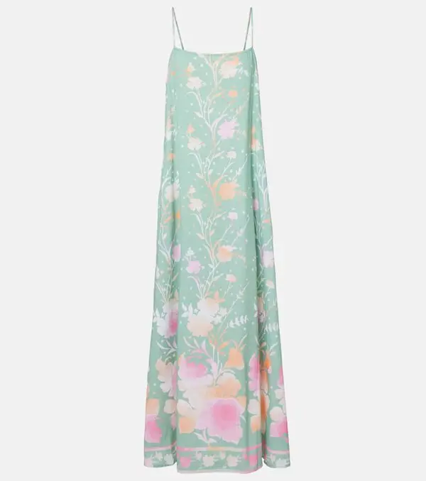 JULIET DUNN Floral Cotton And Linen Maxi Dress - Blue