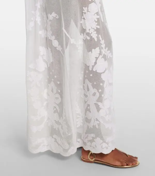 JULIET DUNN Embroidered Semi-sheer Cotton Maxi Dress