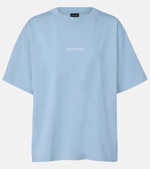 Balenciaga Logo Embroidered Cotton T-shirt