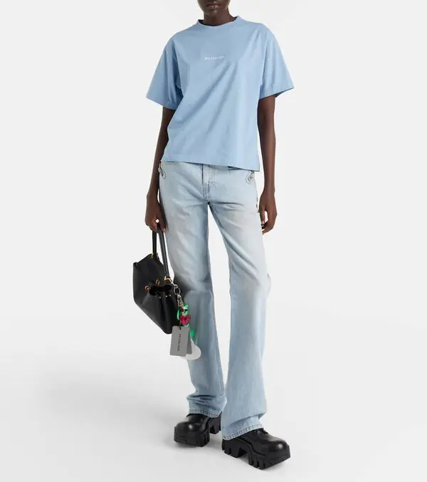Balenciaga Logo Embroidered Cotton T-shirt