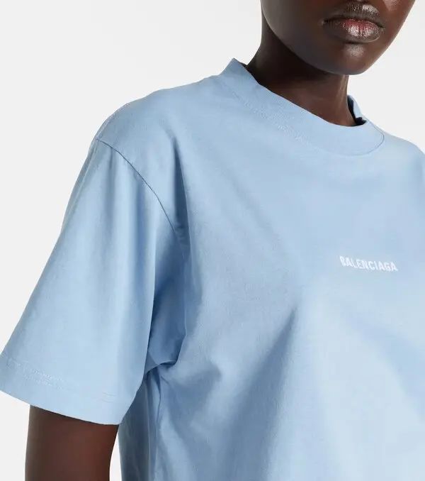 Balenciaga Logo Embroidered Cotton T-shirt