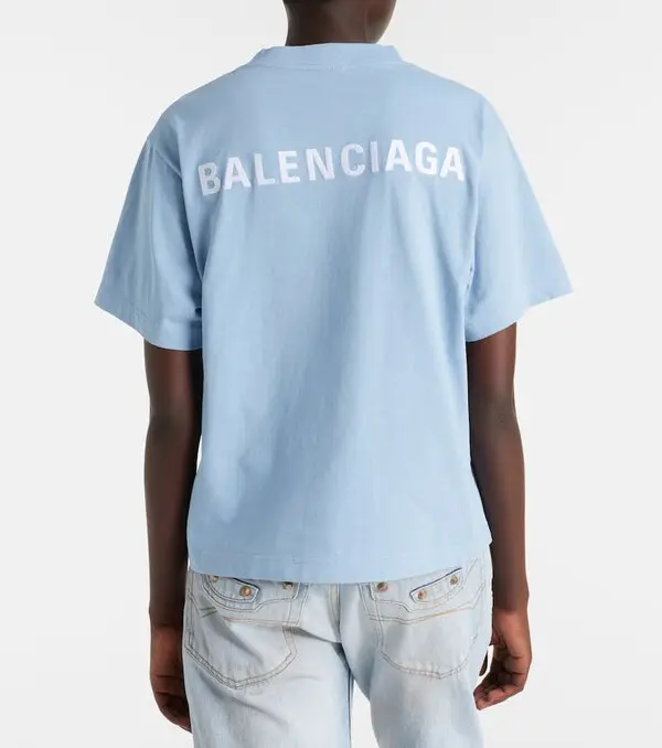 Balenciaga Logo Embroidered Cotton T-shirt