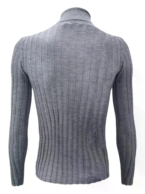 LA ROSE Turtleneck Ribbed Sweater - Grey
