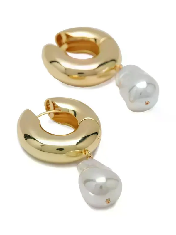 Éliou Pleated Pearl Drop Hoop Earrings
