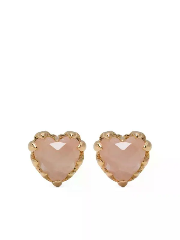 STOLEN GIRLFRIENDS CLUB Love Claw Heart Earrings - 18k Gold Plated/rose Quartz