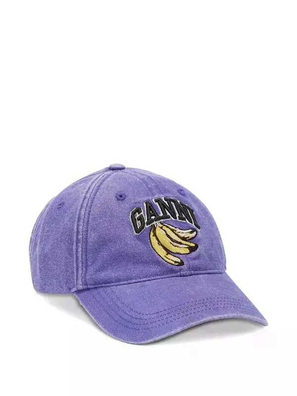 GANNI Embroidered Logo Baseball Cap - Purple