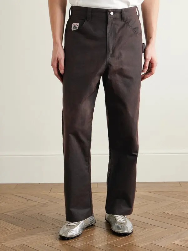 BODE Knolly Brook Straight-leg Waxed-cotton Trousers - Brown