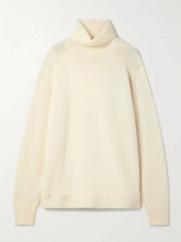 Tibi Oversized Cashmere Turtleneck Sweater - Neutrals