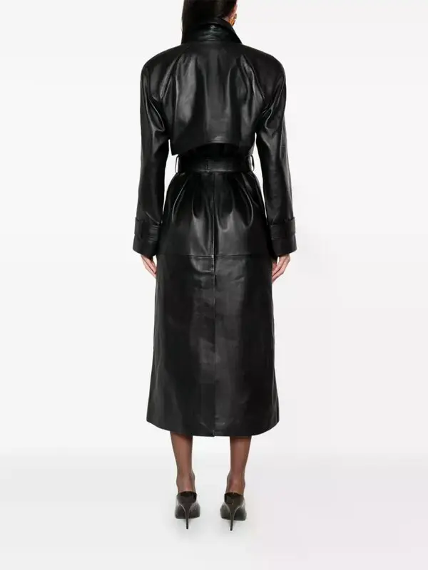DUCIE Corrin Buttoned Belted Leather Trench