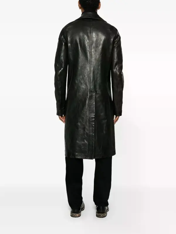 DEEPTI Double-breasted Leather Overcoat