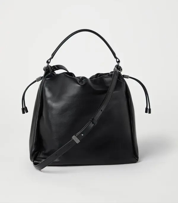 Brunello Cucinelli Leather Mellow Bucket Bag - Black