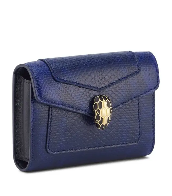 BVLGARI Karung Leather Serpenti Forever Card Holder - Blue
