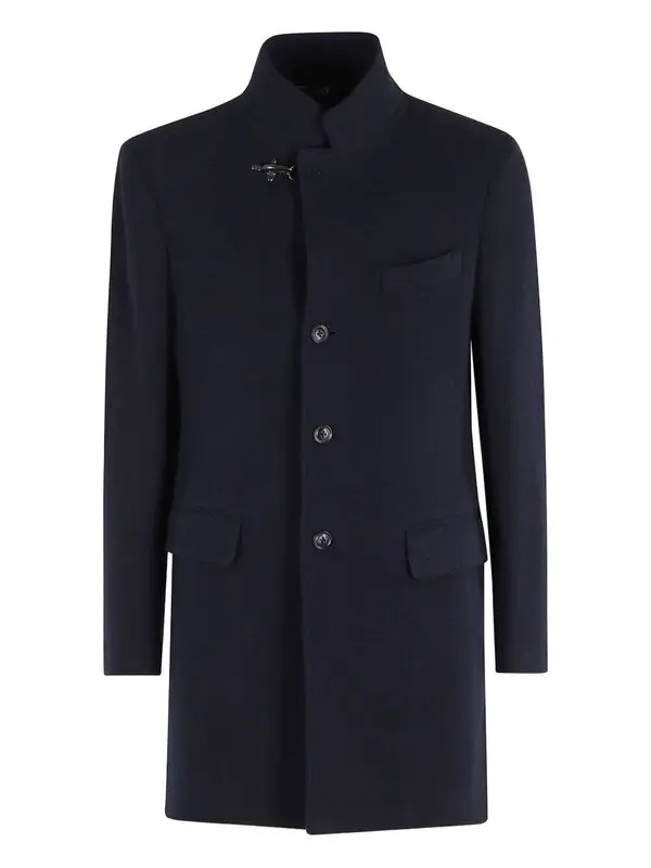 FAY Long Buttoned Coat - Blue