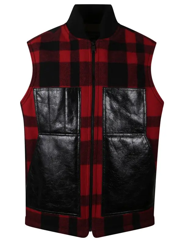Junya Watanabe Mackinaw Wool And Leather Vest - Multi