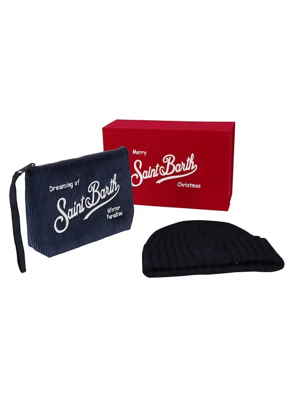 MC2 SAINT BARTH Christmas Box With Beanie And Pouch - Blue