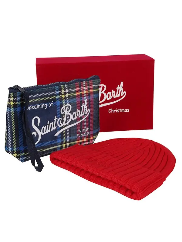 MC2 SAINT BARTH Christmas Box With Beanie And Pouch - Red