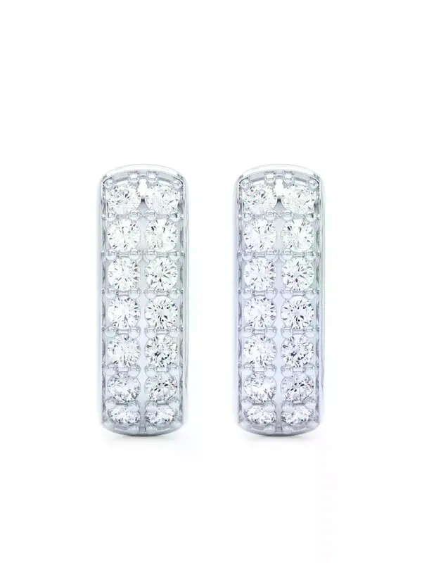 LOEV 14k White Gold Diamond Huggie Earrings - Silver