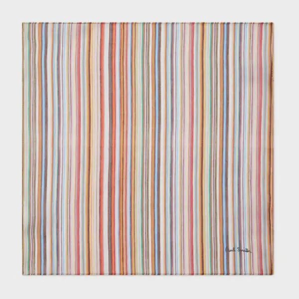 Paul Smith Signature Stripe' Cotton Pocket Square - Multicolour