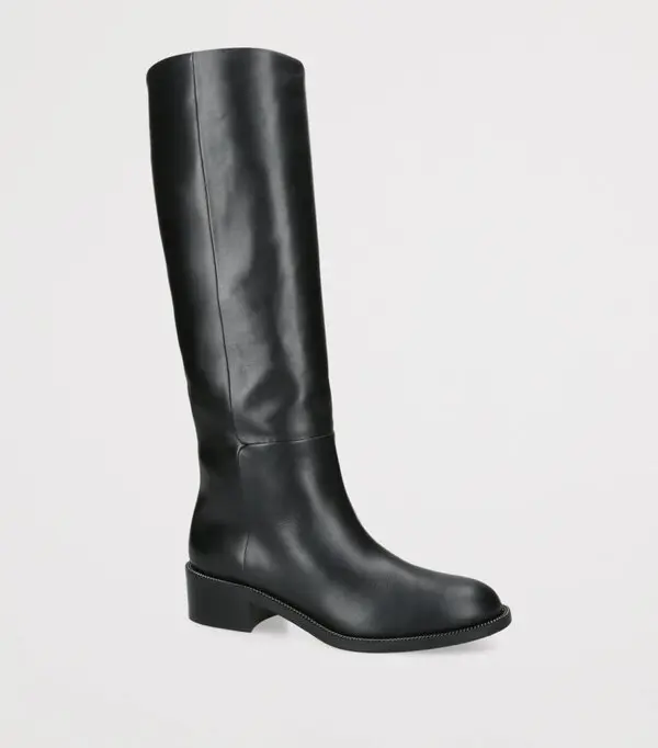 AQUAZZURA Leather Sellier Knee High Boots