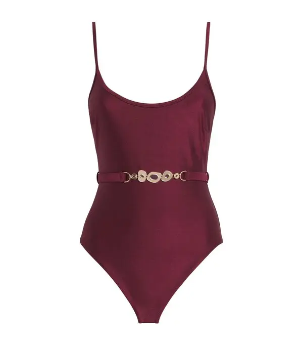 Zimmermann Belted Scoop-neck Swimsuit - Red