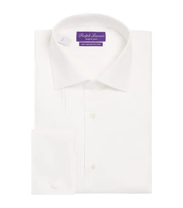 Ralph Lauren Purple Label Sea Island Cotton Tuxedo Dress Shirt - White
