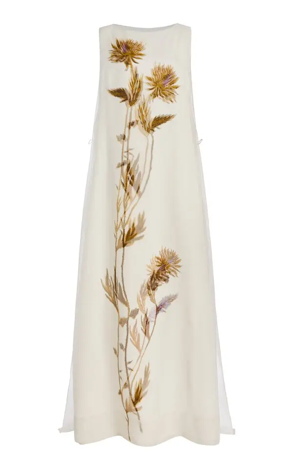 Altuzarra Jools Printed Silk Maxi Gown - White