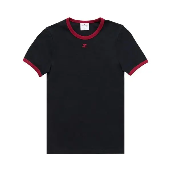 COURREGES Signature Contrast T-shirt - Black