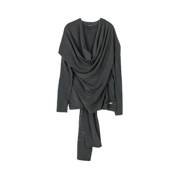 JEAN PAUL GAULTIER Washed Jersey Crew Neck With Scarf - Black