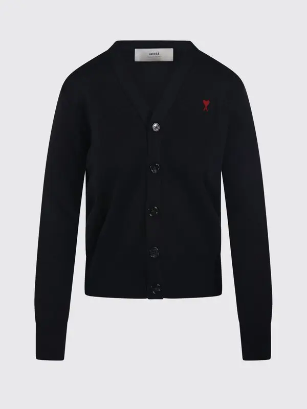Ami V-neck Cardigan With Embroidered Logo